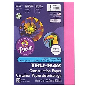 Tru-Ray® Construction Paper, Dark Pink, 9" x 12", 50 Sheets