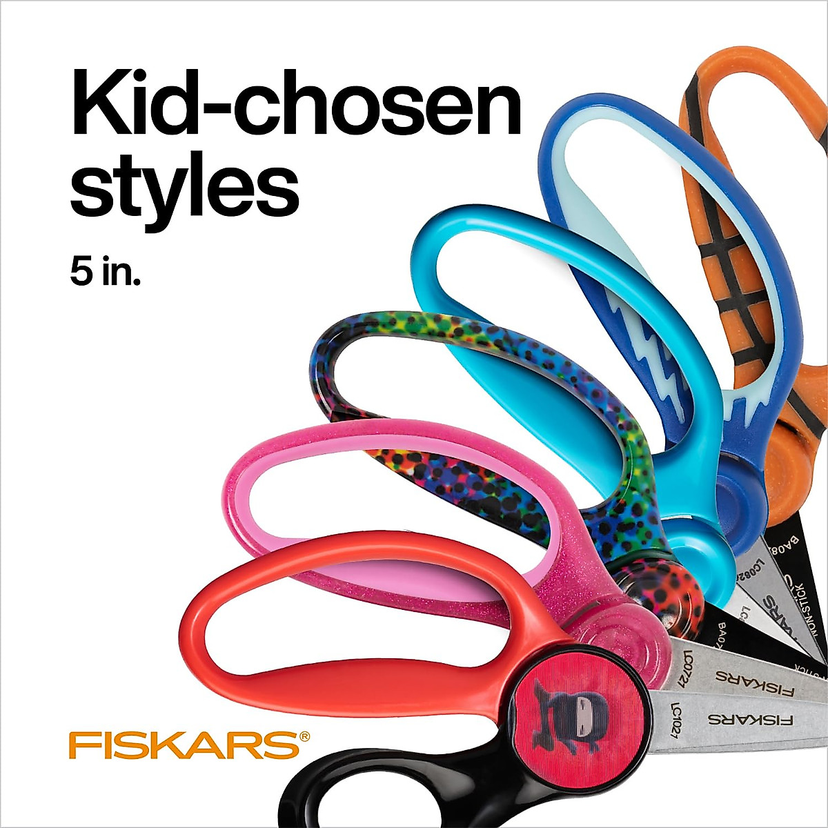 Fiskars Kids Scissors, Scissors for School, Blunt Tip Scissors, 5 Inch, Softgrip, 3 Pack (Blue, Purple, Pink)