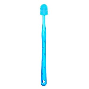Tainrunse Small Brush Head Pet Toothbrush Dog Silicone for Gentle Effective Dental Care 360-degree Cleaning Comfortable Grip Cat Food-Grade Gum-Friendly Blue 1pc
