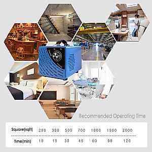 Commercial 10,000mg Ozone Generator, Elementa Mini Ozoner Air Purifier Ionizer O3 Machine for Deodorization Sterilizer, RV/Basement/Bathroom/Car/Pet's Room/Refrigerator Odor Remove Ozonator (Blue)