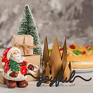 Christmas Cutouts Wood Table Place Card Believe Merry Peace Joyful Wood Word Holiday Place Settings for Christmas Thanksgiving Plate Decor Table Decorations (Black, 8)