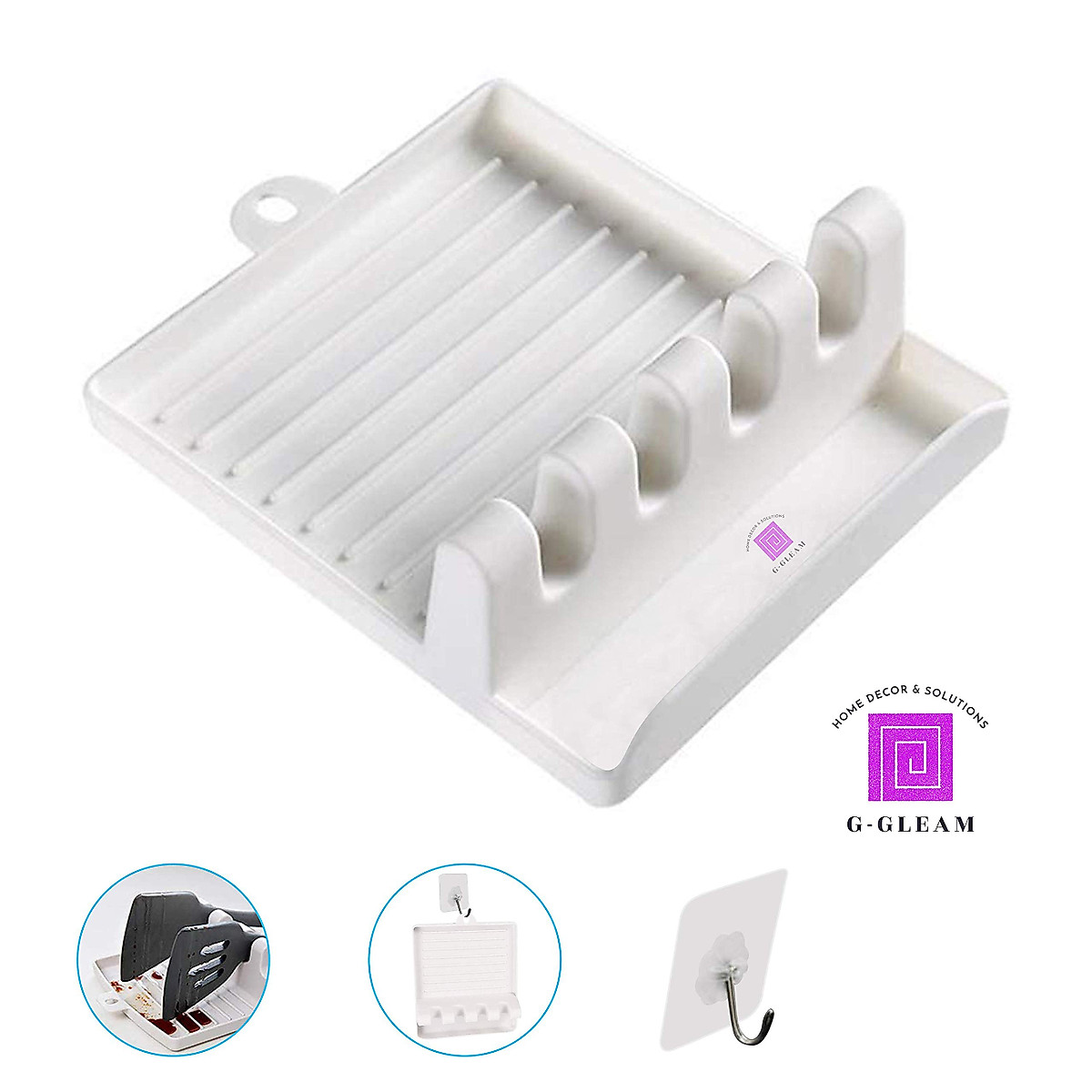 Utensil Holder for Countertop | Spatula Pot Lid Cooking Holders| Kitchen tool gadget | Spoon Rest | Stove Top large rest | Hanging Hook | ladle holder for counter | grill mat utensil holder