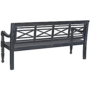 Safavieh Patio Collection Martin Adirondack Acacia Wood Bench, Ash Grey