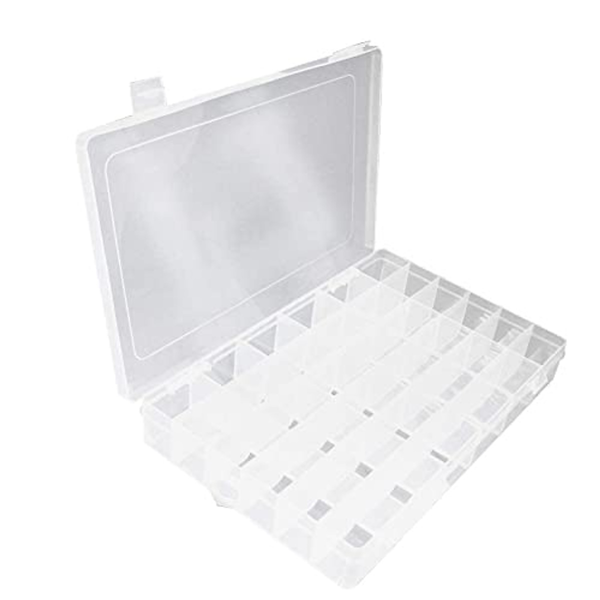 Juvielich Clear Plastic Organizer Box, 36 Fixed Grids Storage Container Jewelry Box for Beads Art DIY Crafts Jewelry Fishing Tackles 10.83"x7.4"x1.77"(LxWxH)