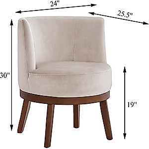 24KF Modern 360 Degree Swivel Accent Chair, Comfy Velvet Round Accent Chair for Living Room, Corner Armchair Chaise Lounge for Nursery -7018S-Taupe
