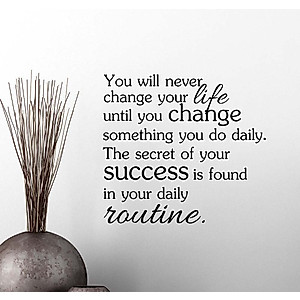 You Will Never Change Your Life Until You Change Something You do Daily Fitness Quote Wall Decal Sticker Nursery Vinyl Saying Lettering Wall Art Inspirational Sign Wall Decor