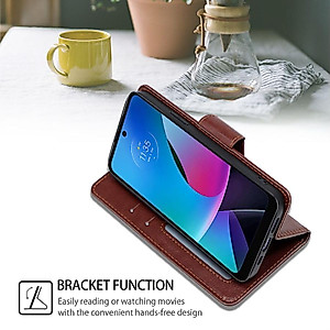 Compatible with Motorola Moto G Play (2023) Wallet Case,Flip Folio Book PU Leather Phone case Shockproof Cover Women Men for Motorola Moto G Play (2023) Case 6.5" (Brown)
