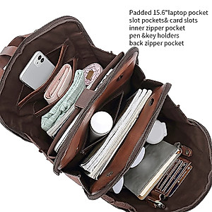 CLUCI Womens Backpack Purse Vegetable Tanned Full Grain Leather + Women Wallet