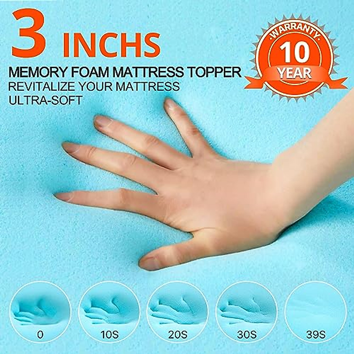 3 Inch Gel Memory Foam Mattress Topper King Size, Cooling Mattress Pad for Back Pain, with Removable Bamboo Cover，Bed Topper Soft & Breathable