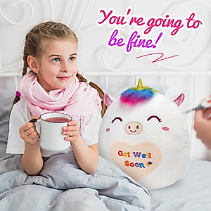 Athoinsu 12" Get Well Soon Unicorn Plush Pillow Soft Sofa Cushion Squishy Plushie Toy Cute Stuffed Animal Room Decor Feel Better Gifts for Recovering Patient