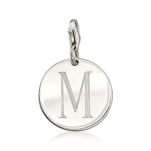 Ross-Simons Single Initial Disc Charm - Italian 6mm Sterling Silver Bead Bracelet 7 inches
