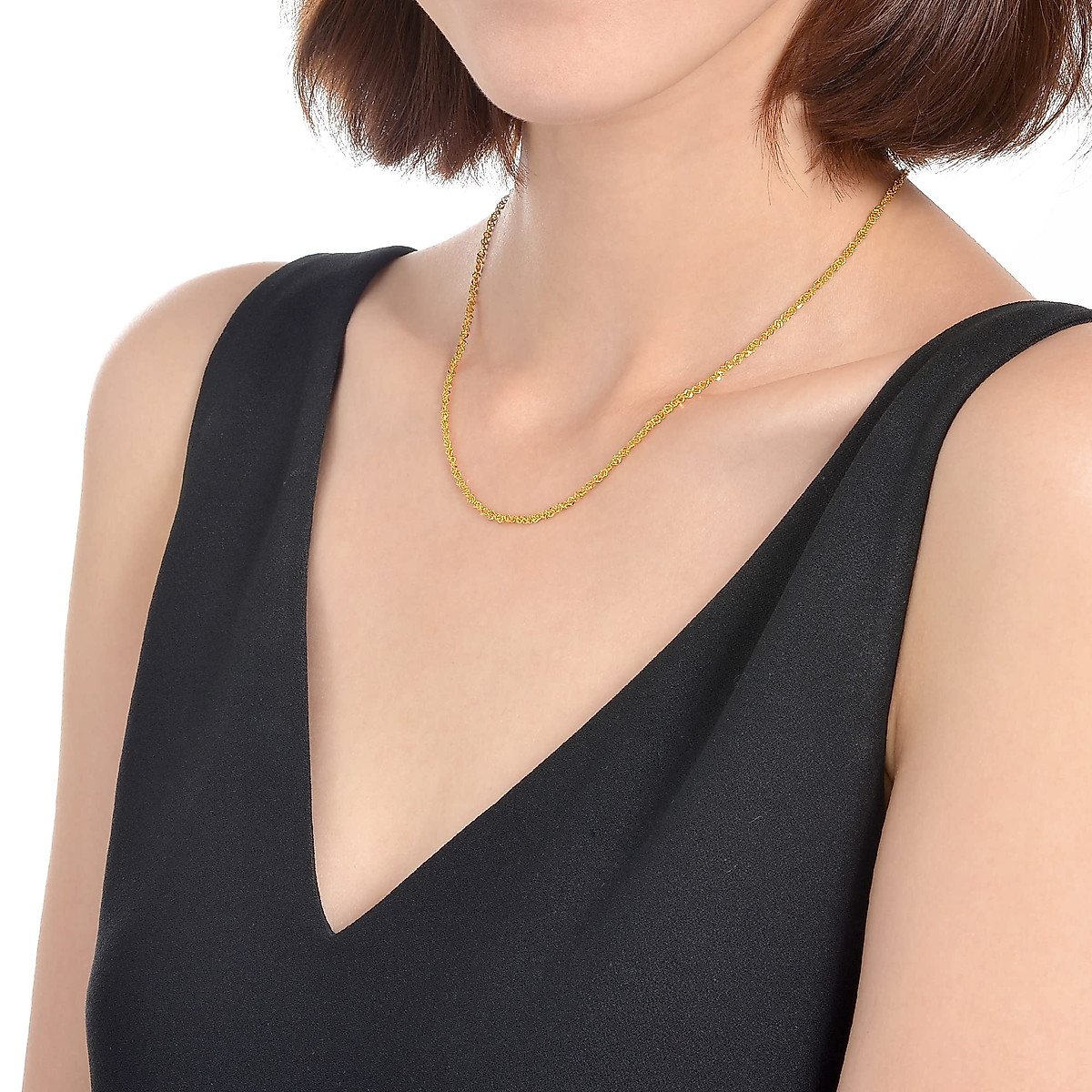 CHOW SANG SANG 999.9 24K Solid Gold Price-by-Weight 3.74g Gold Plain Chain Necklace for Women 62807N | 15.7 Inches, (40 CM)