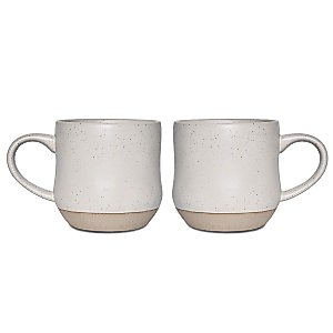 Bosmarlin Large Stoneware Speckled Coffee Mugs Set of 2, Big Ceramic Tea Cup, 17 Oz, Dishwasher and Microwave Safe (White, 2)