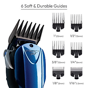 Red Pro Titanium Hair Clipper Made in USA from Imported Parts, Carbon-Steel Blade