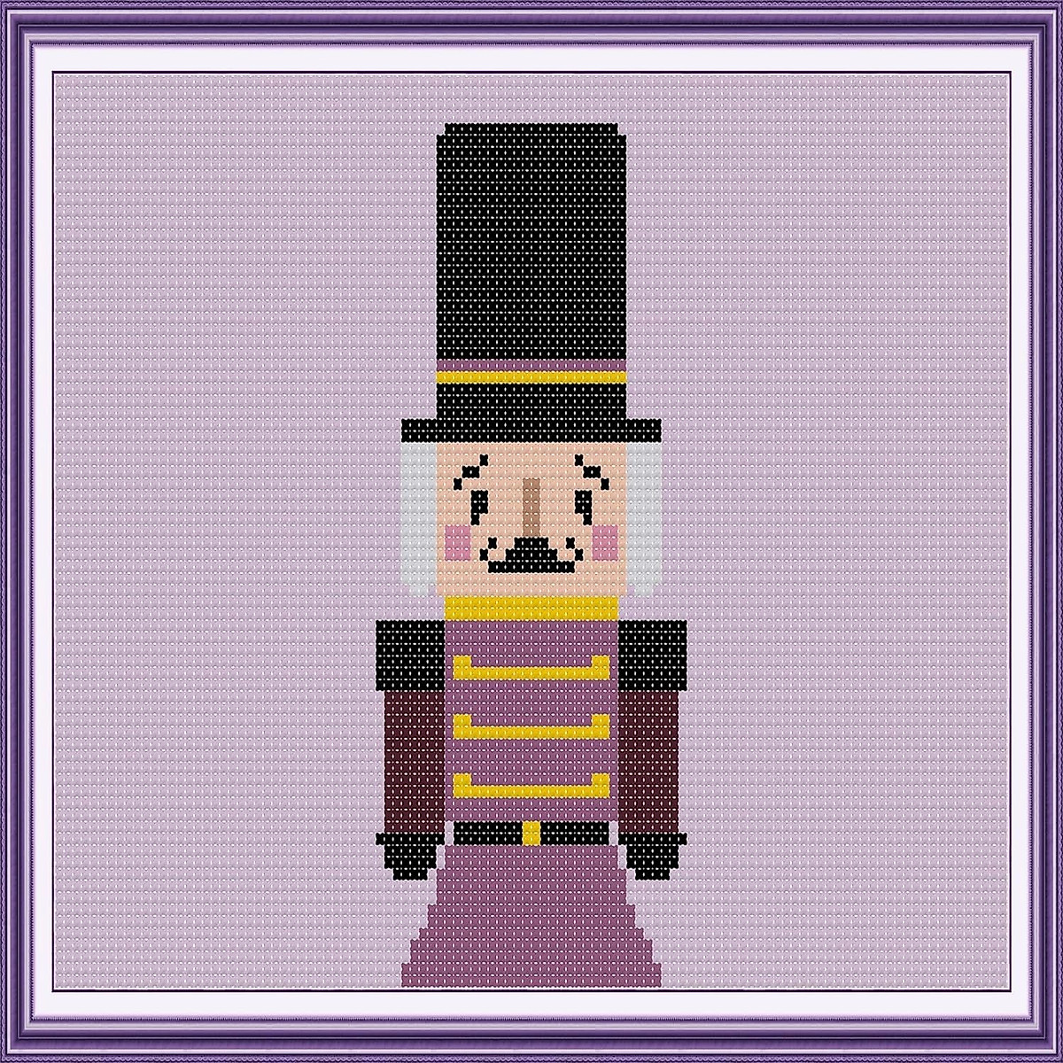 Howie's Needlepoint Cross Stitch Kits, 14CT Stamped Starter Kits for Beginners, Needlepoint Kits for Kids and Adults(Cute-Lavender-Nutcracker, 10.6 x 7.5 Inch)