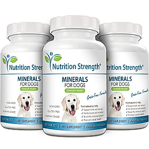 Nutrition Strength Minerals for Dogs, Support Cells & Nerves, Fortify Bones & Muscles, Promote Overall Health with Calcium, Phosphorus, Magnesium, Potassium, Selenium, Iron, Zinc, 120 Chewable Tablets