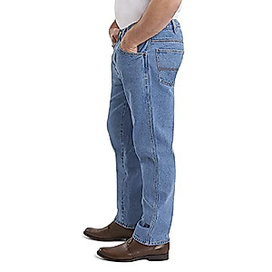 Rivets Supply & Company Men's Workwear Rugged Straight Fit, Medium Light Wash, 36W x 30L