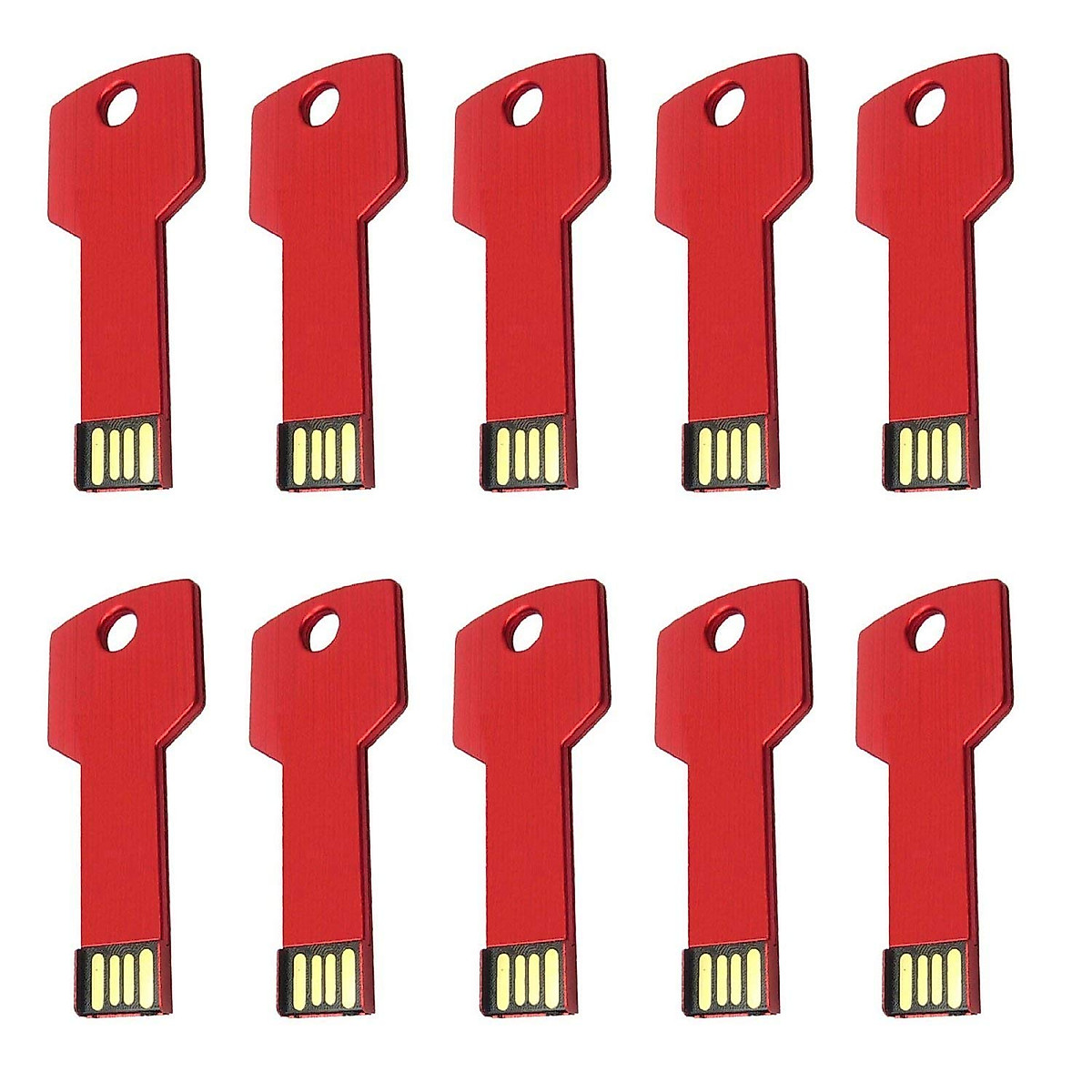 10Pack 2.0 USB Flash Drive Metal Key Design Metal Key Shaped Memory Stick USB Disk (2.0/8GB, Red)