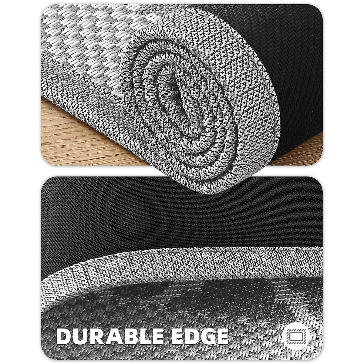 Color G Kitchen Rugs Mats Sets of 2, Non Skid Washable Kitchen Runner Rug for Floor, Front of Sink, Laundry Room, Non Slip Absorbent Rug and Mat Set, 17"x29"+17"x59", Grey