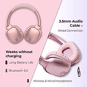 PowerLocus Bluetooth Headphones Over Ear, [Bass-Mode Button] Wireless Headphones, Foldable Hi-Fi Stereo, Soft Memory Foam Earmuffs, Metal Extendable Sides, Headset with Microphone for Phone/PC/TV