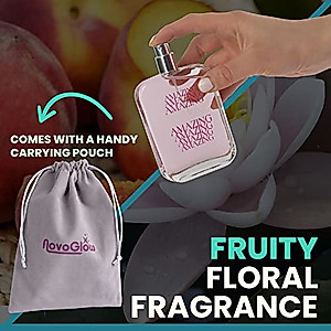 NovoGlow Amazing Eau De Parfum Spray Perfume, Impression of Incredible by VS, Fragrance For Women - Daywear, Casual Daily Cologne Set with Deluxe Suede Pouch- 3.4 Oz Bottle- Ideal EDP Beauty Gift