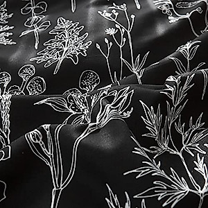 Floral Queen Duvet Cover, Microfiber 3 Pieces Floral Bedding Queen Set, 1 Duvet Cover +2 Pillowcases, Black and White Floral Duvet Cover Queen, with Zipper Closure, Durable, Easy Care (NO Comforter)