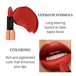 EVELIER Galaxy Lipstick - Matte, Moisturizing, Plush, Pigment-Rich Colors with Silky, Full Color Finish & Intense Hydration for All Day Coverage (Glamour Red)