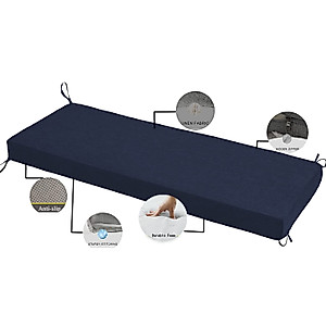 MYLSMPLE Bench Cushion Chair Pad Outdoor Bench/Swing Cushion Slip Cover Water Resisitant UV Protection Indoor Patio Furniture Cushion Cover with Zipper Replacement Cover (36"X18"X2", Navy Blue)