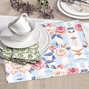 Flowers Stripe Printed Drying Mat For Kitchen Ultra Absorbent Microfiber Dishes Drainer Mats Non-Slip Silicone Quick Dry Pad - 18 X 16inch