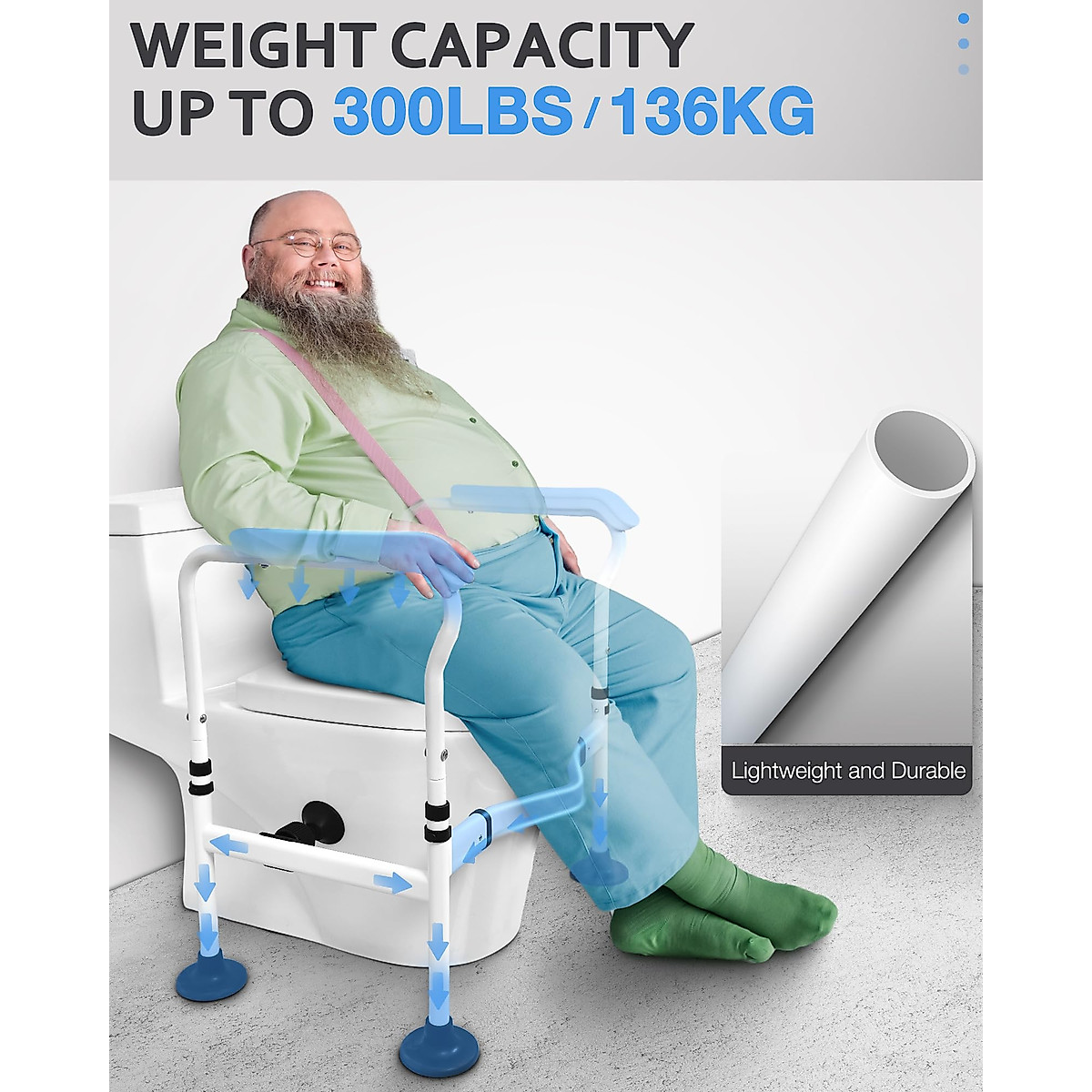 Sangohe Toilet Safety Rails - Toilet Safety Rails for Elderly - Toilet Safety Frame for Elderly, Handicap, or Disabled - Handicap Toilet Seat with Handles - Toilet Bars for Elderly and Disabled, 502D