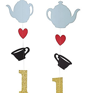 Alice In Onederland Banner For Wall Decor - Tea For Two Birthday Decorations, First Birthday Photo Backdrop,blue Wonderland For 1st Birthday Party Surprise