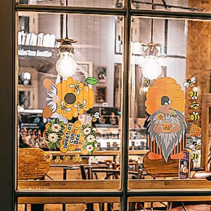 9Pcs Bee Festival Themed Stickers Lovely Electrostatic Window Stickers (Yellow) Home Decor for Celebration Party