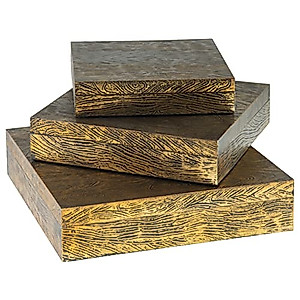 Signature Design by Ashley Keldy Box, Set of 3, 13"W x 13"D x 3"H, Metallic