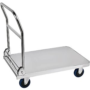 Push Cart Dolly Platform Truck Stainless Steel Moving Hand Cart with Wheels and Handle for Home Office Warehouse Factory 440lbs Weight Capacity Platform Truck (Size : 304)
