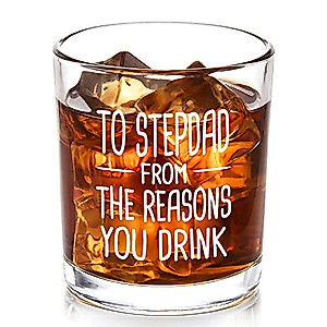 Modwnfy Funny Fathers Day Gift for Stepdad, to Stepdad from The Reason You D Whiskey Glass, Stepfather Old Fashioned Glass, Stepdad Stepfather Dad Papa Birthday Gift from Stepdaughter Stepson