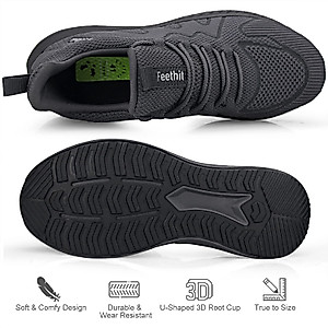 Feethit Mens Non Slip Running Sneakers Casual Breathable Slip on Walking Tennis Shoes Casual Comfortable Shoes Drak Gray 10