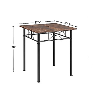DREAMWZC 3-Piece Space-Saving Square Dining Table with Two Chairs,Perfect for Small Dining Rooms, Living Rooms, and Balconies,Brown
