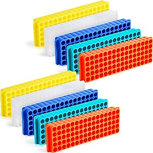 Saysurey 10 Pcs Tube Rack Microcentrifuge Tube Rack Pcr Rack Each 80 Wells Vial Rack Test Tube Rack Double Sided Polypropylene Holder for 0.2ml-2ml Centrifugal Pipe, Assorted Colors