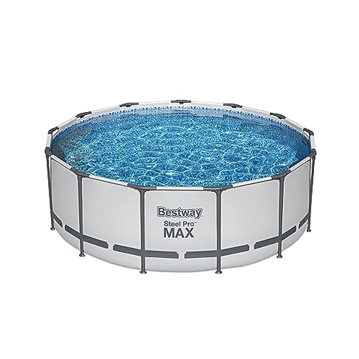 Bestway Steel Pro MAX 13 Foot x 48 Inch Round Metal Frame Above Ground Outdoor Swimming Pool Set with 1,000 Filter Pump, Ladder, and Cover