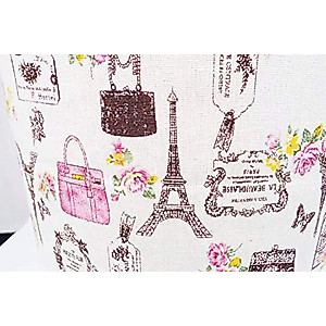 Unibedding Large Laundry Hampers Storage Bin, Foldable with Waterproof PE Coating Storage Organizer for Kids Girls, Office, Bedroom, Clothes,Toys, Pink Paris Effiel Tower