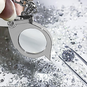 15X Mini Keychain Pocket Magnifier, Jewelers Magnifying Glass, Portable Foldable Magnifying Glass for Close Work, Gardening, Stamp, Rock Collectings