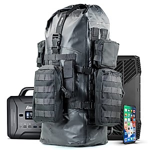 Mission Darkness Dry Shield Faraday Backpack 40L // Waterproof Tactical Bag with MOLLE Webbing and Removable Packs // Signal Blocking Anti-tracking Data Privacy EMP Shield for Electronics