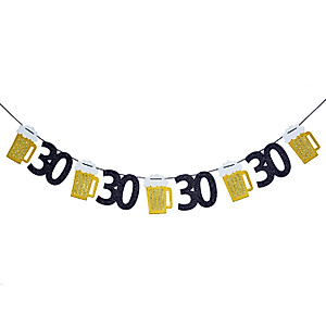 Beer birthday Glitter Banner, Beer Garland - Cheers to 30 Years Banner, 30th Birthday Banner - 30th birthday Decor