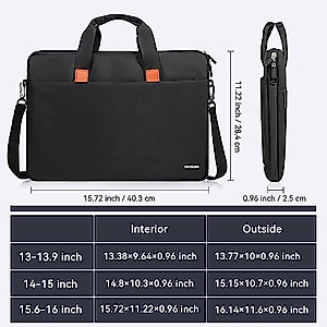 ZHUISUINI 15 15.6 16 Inch Laptop Bag Case with Shoulder Straps &Handle,Compatible with MacBook Pro16 M2 Max/M2 Pro/Microsoft/Hp/Lenovo/Dell/Acer/Chromebook,Shoulder Briefcase,Black