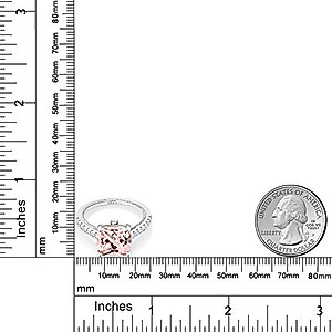 Gem Stone King 925 Sterling Silver Peach Simulated Morganite and White Created Sapphire Engagement Ring For Women (4.59 Cttw, Available in size 5, 6, 7, 8, 9)