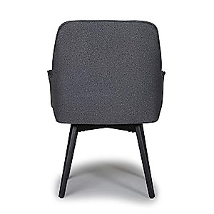 Studio Designs Home Contemporary Spire Luxe Swivel, Rotating, Upholstered, Accent Dining Arms and Metal Legs in Charcoal Gray Home-Office-Desk-Chairs, 25.5" W x 24" D x 35.5" H