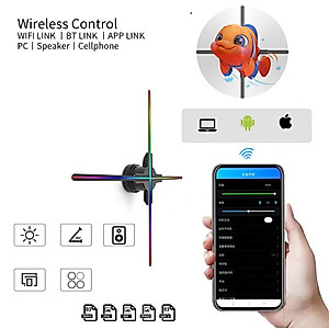 3D Hologram Fan Advertising Display LED Fan, 4 Blade 19.2in Holographic 3D Photos and Videos - 3D Naked Eye LED Fan Best for Store, Shop, Bar, Casino, Holiday, Events Display