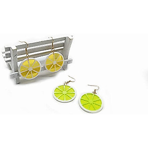COLORFUL BLING Lemon Acrylic Dangle Earrings Fruit Earrings For Women - Green