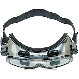MCR Safety 2410F Verdict Polyvinyl Chloride Strap Foam Lining Safety Goggle with Smoke Frame and Clear Anti-Fog Lens