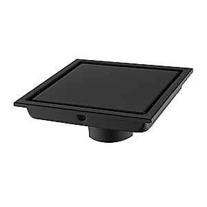 Orhemus 304 Stainless Steel Square Shower Floor Drain with Tile Insert Grate Removable Cover 6 inch Long, Matte Black Plated Finished